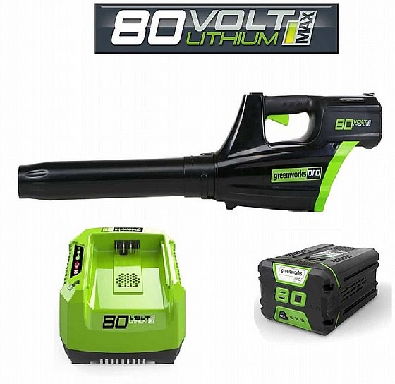 מפוח 80V + סוללה 2.0AH + מטען greenworks 80V Pro