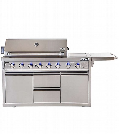 גריל גז סיזר 6 מבערי נירוסטה אינפרא + כירת צד Caesar JULIUS 6