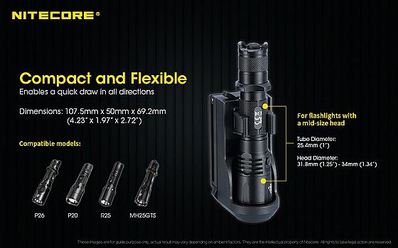 נרתיק טקטי קשיח לפנס NTH25 נייטקור Nitecore