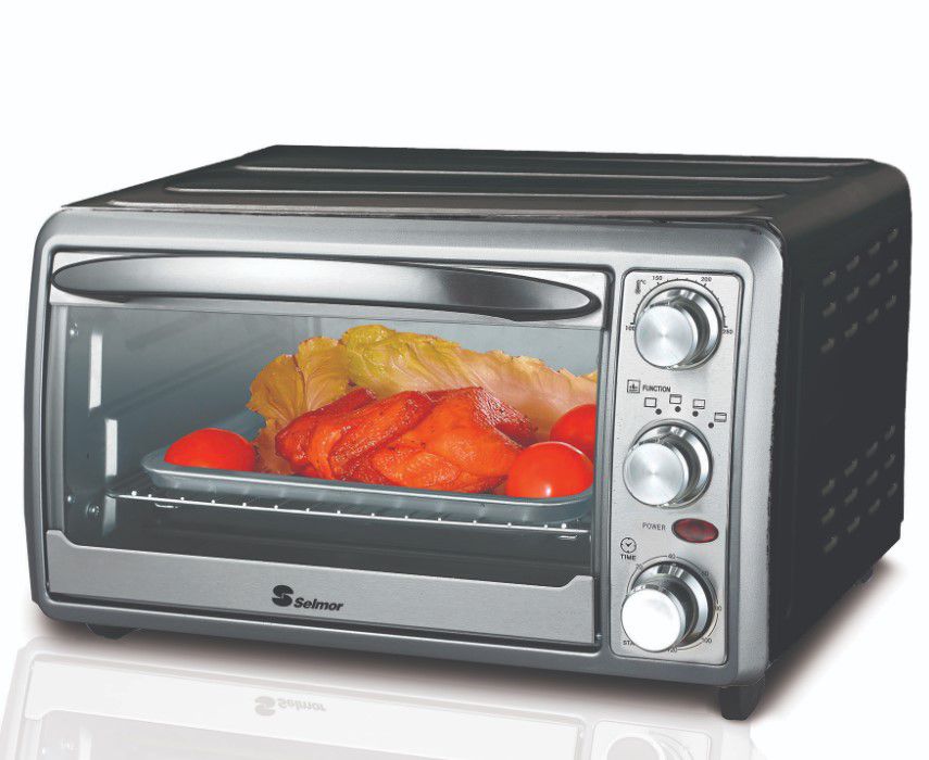 טוסטר אובן 24 ליטר בצבע שחור SELMOR עם חזית נירוסטה | Toolman