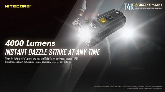 פנס כיס נטען USB-C הפנס הקטן והחזק בעולם 4000 לומן T4K נייטקור Nitecore